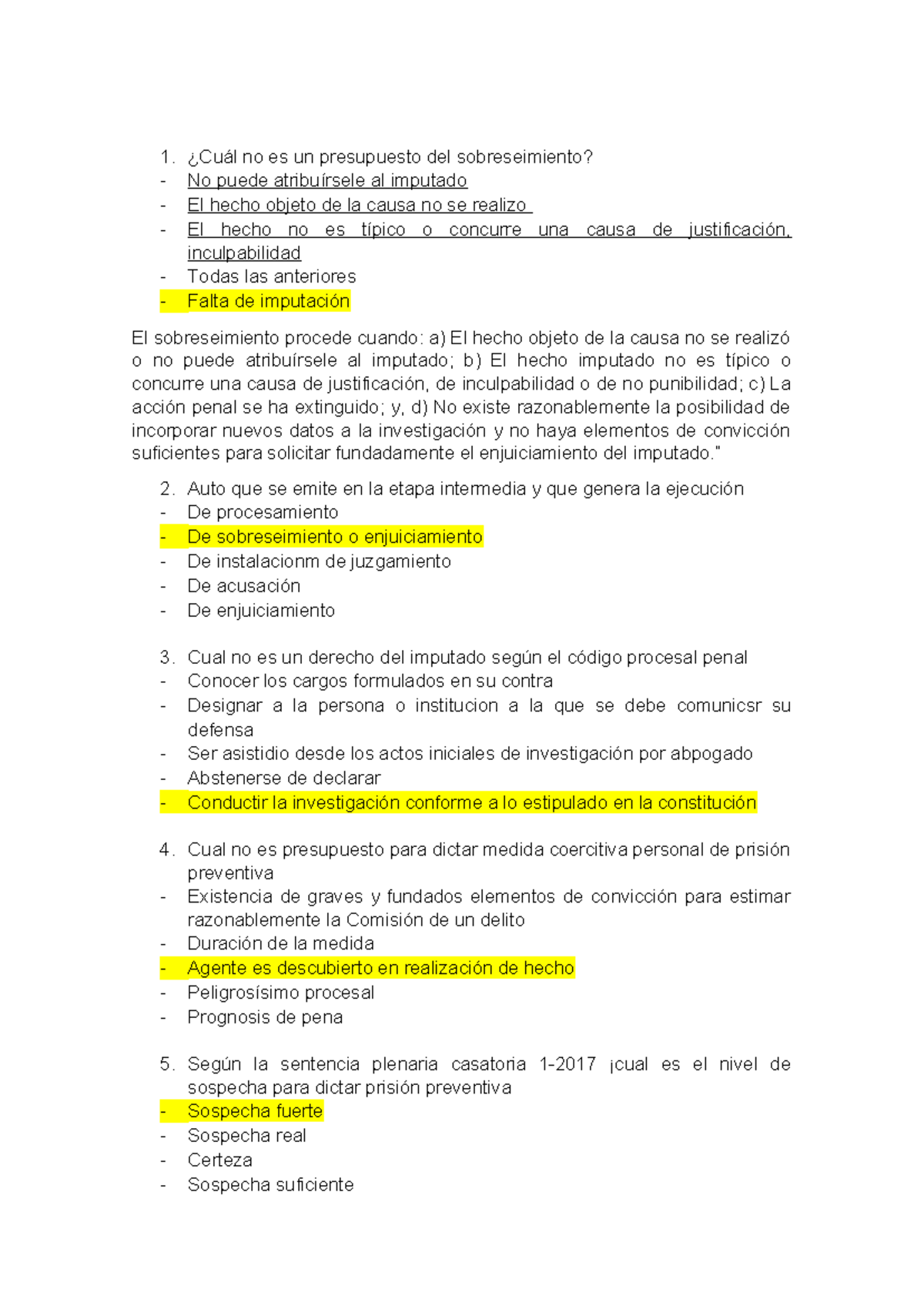 Preguntas MP - Examen de Conocimiento Derecho Penal y Procesal - Studocu