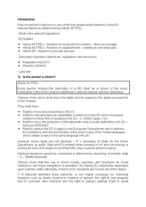 Problem Question Structure for Free Movement of Persons - Introduction ...