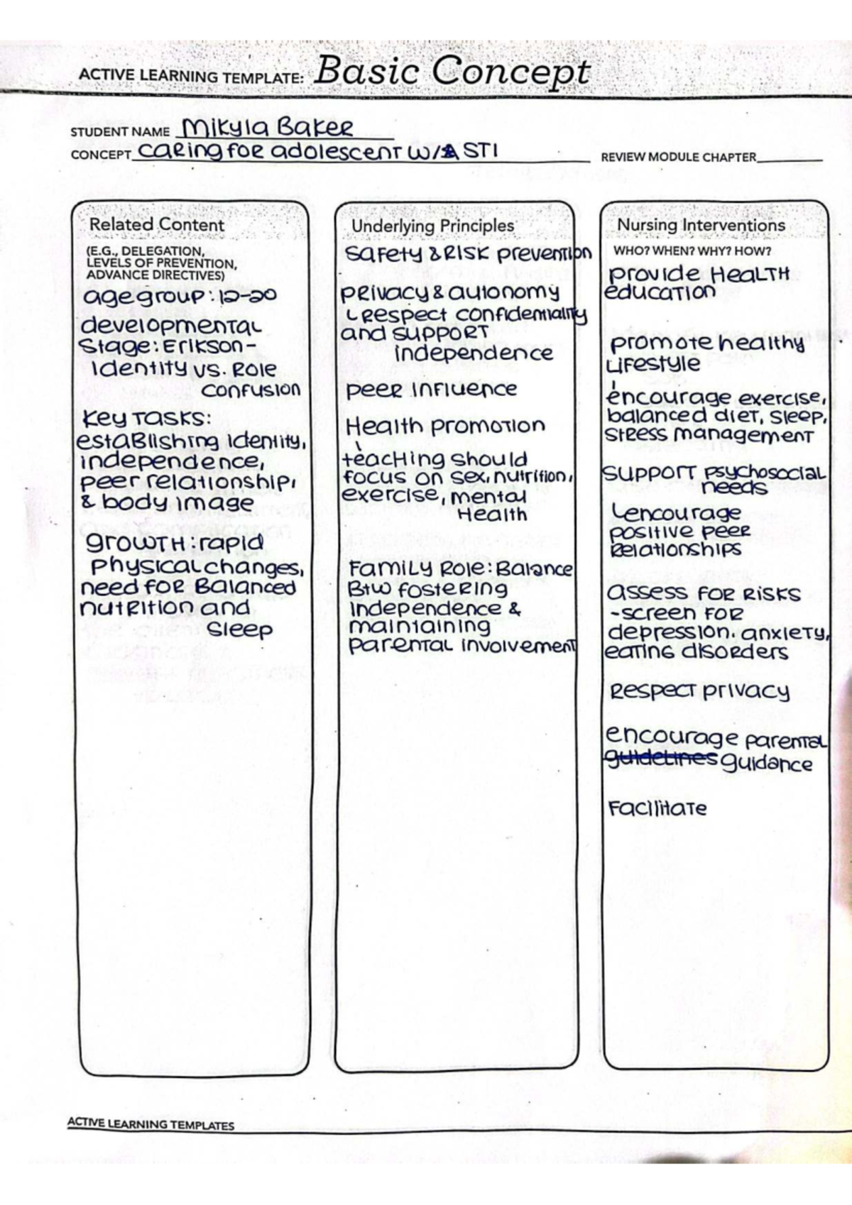 ACTIVE LEARNING TEMPLATE: Nursing Interventions & Concepts for ...
