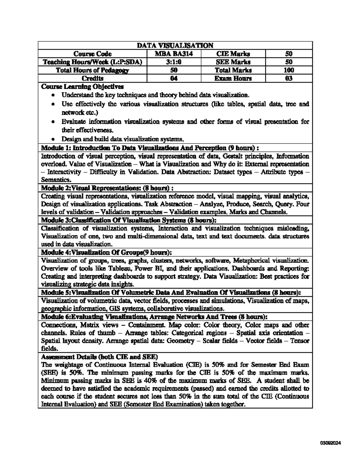 MBA BA314 Data Visualization Syllabus and Course Overview - Studocu