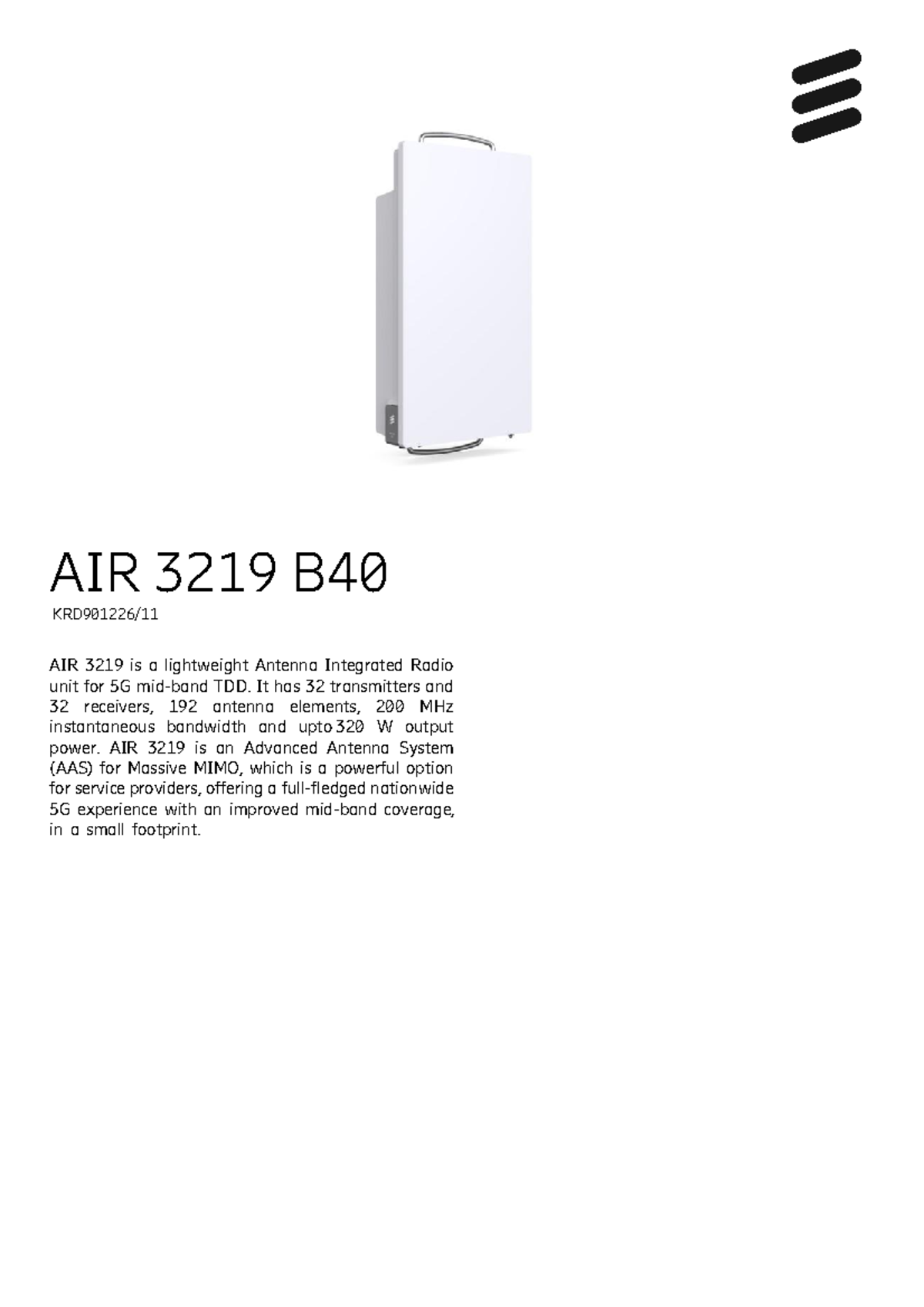 AIR 3219 B Product Datasheet - Lightweight Antenna Radio Unit - Studocu