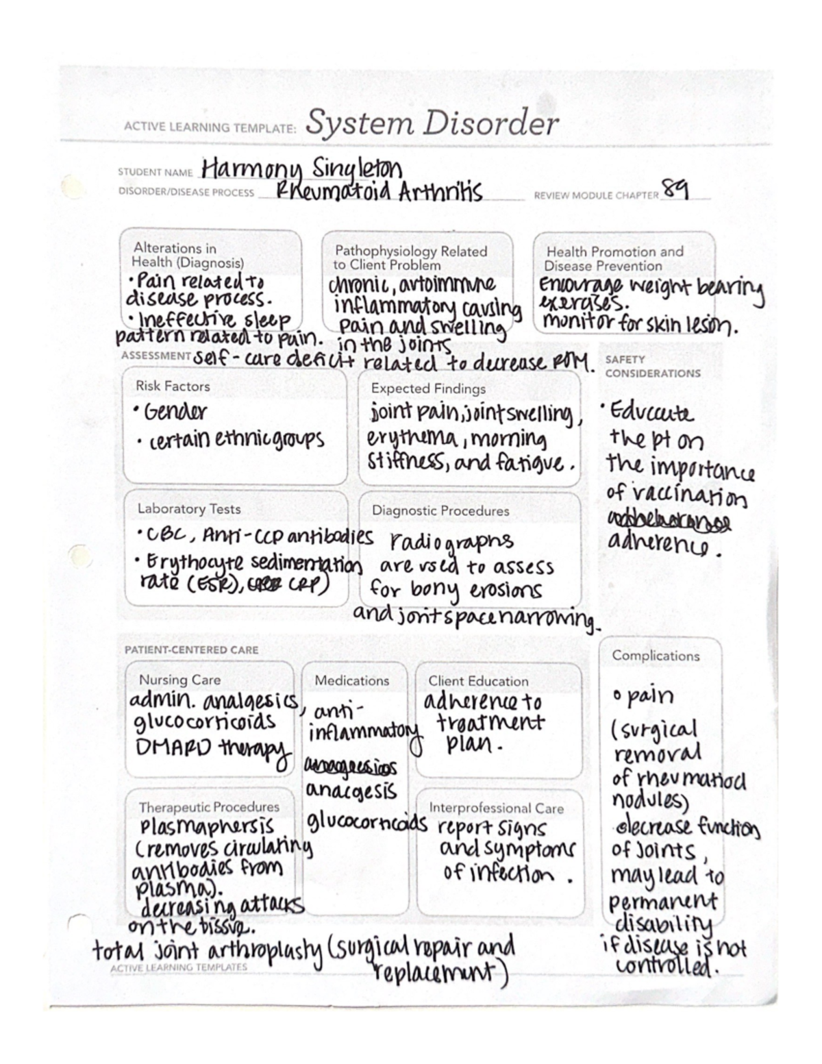 Active Learning Template: System Disorders & Nursing Skills (Chapters ...