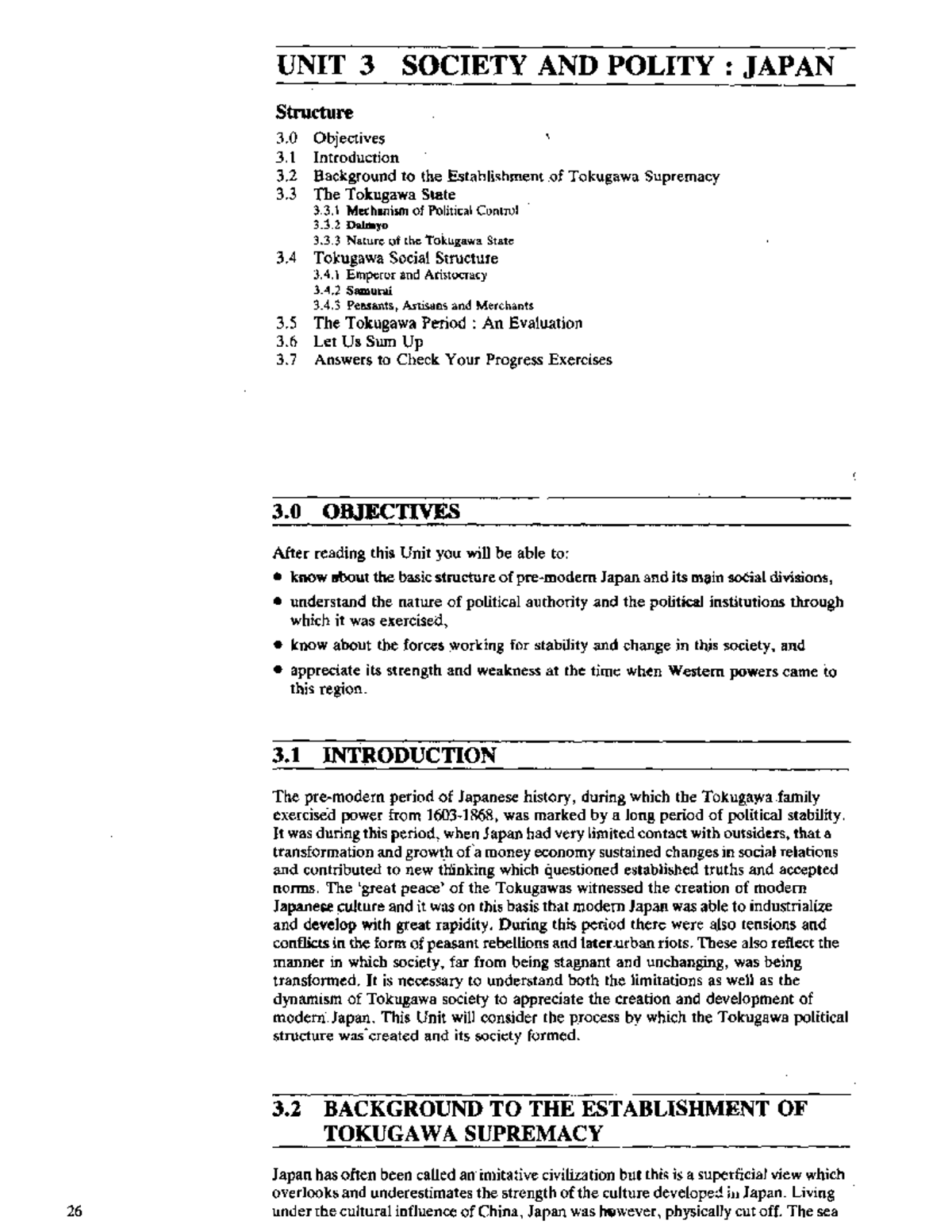 Unit-3 - UNIT 3 SOCIETY AND POLITY : JAPAN ####### Structure Objectives ...