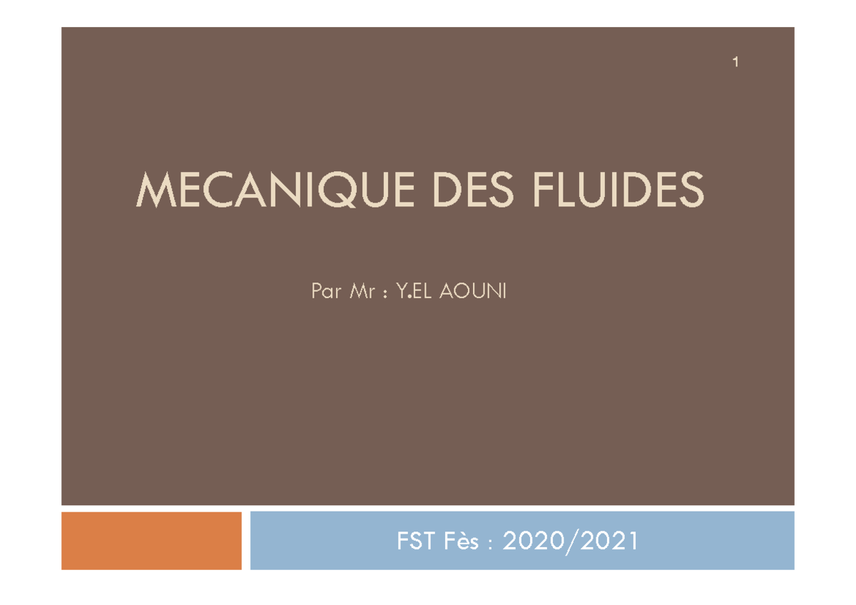 Mécanique des Fluides BCG 2021 : Concepts et Applications Essentielles - Studocu