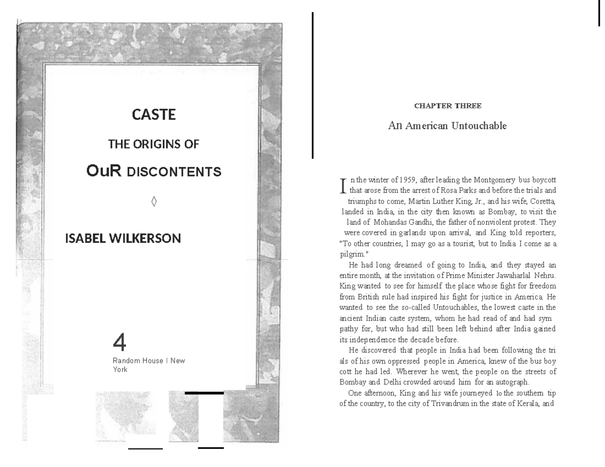Caste: The Origins of Our Discontents - Analysis and Insights (CHAPTER 3) - Studocu