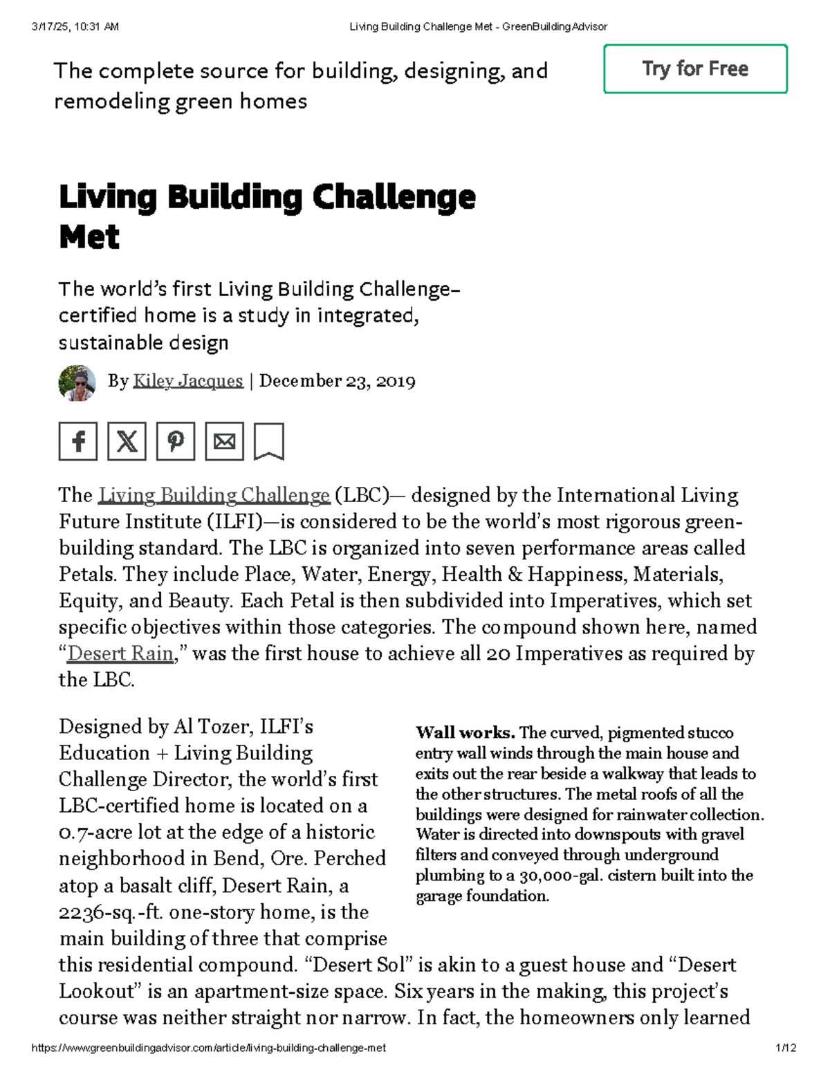 Living Building Challenge Met: A Case Study of Sustainable Design (LBC ...