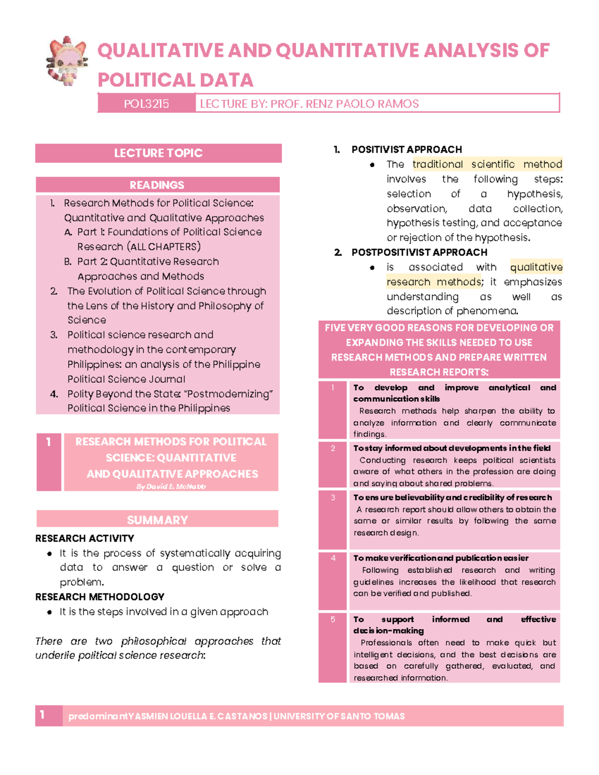 Qualitative & Quantitative Political Data Analysis - POL3215 Lecture ...