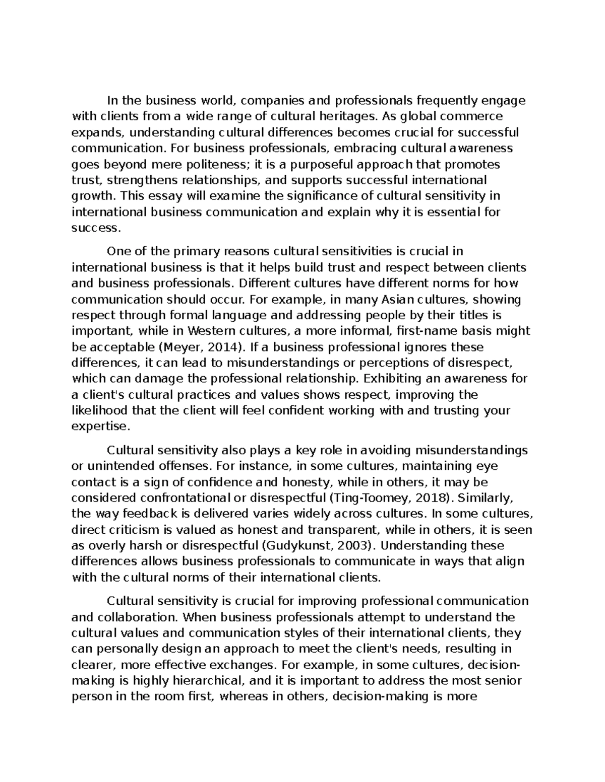 C716 Task 1: Understanding Cultural Sensitivity in Communication - Studocu