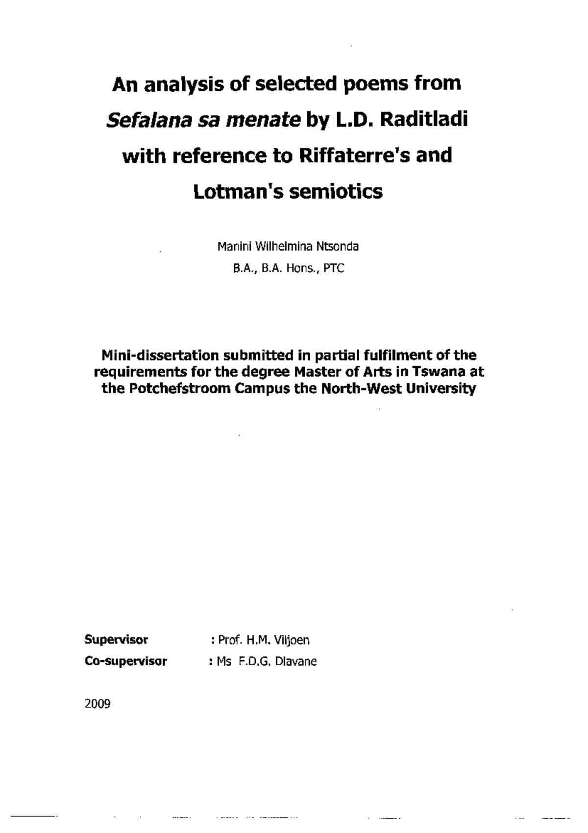 Semiotic Analysis of L.D. Raditladi's Poems in Setswana Literature ...