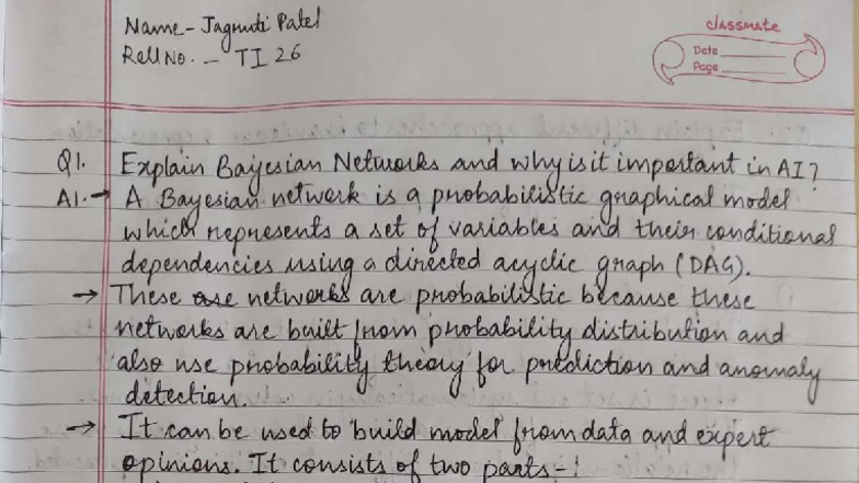 AIML 101 - Lecture Notes on Probabilistic Graphical Models - Studocu