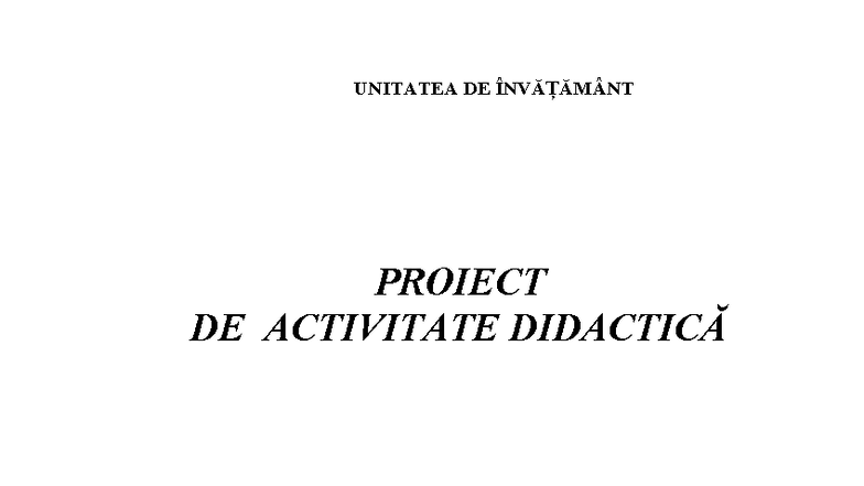 Proiect Didactic DS: Activitate Didactică prin Joc pentru Preșcolari ...