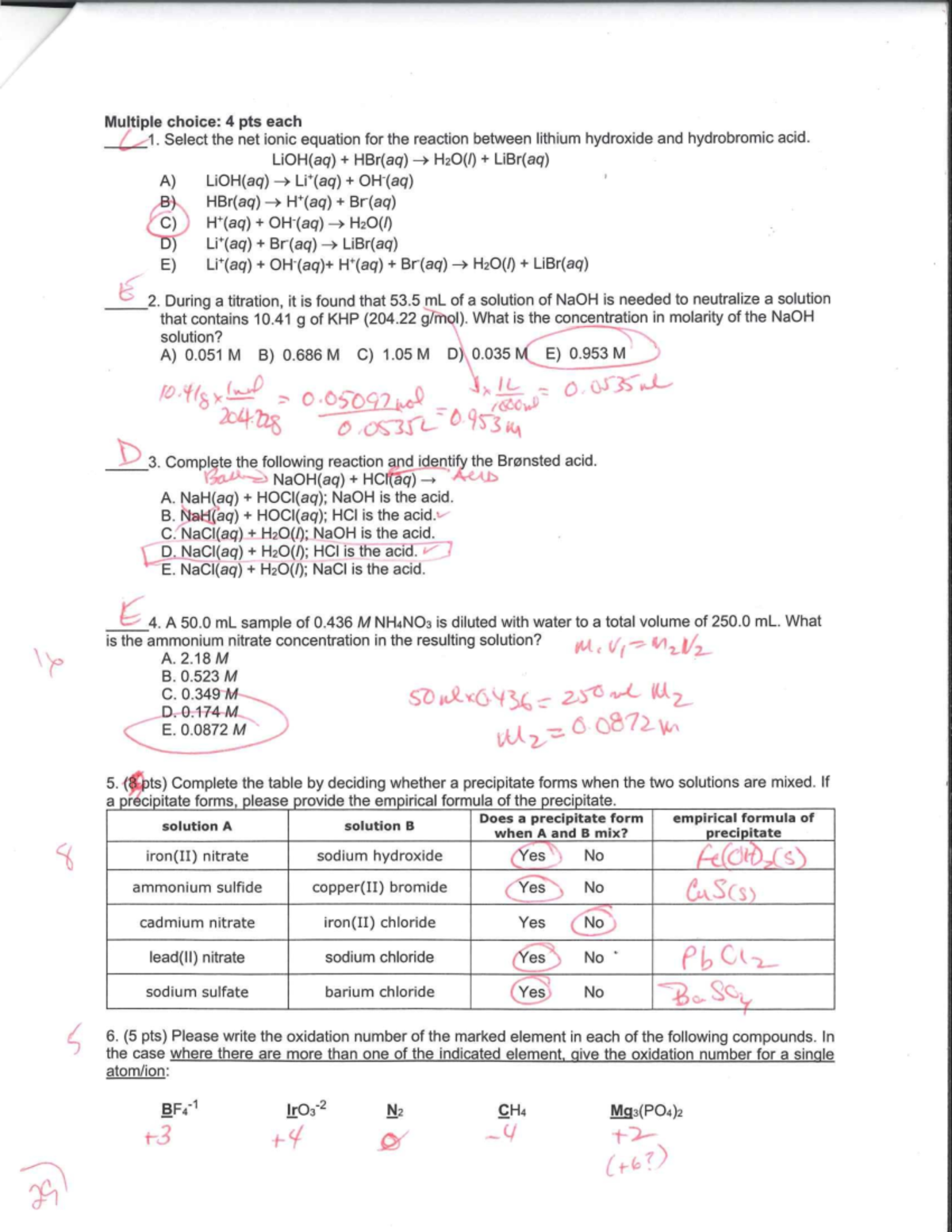 Final Exam Study Guide for Chemistry 12345: Key Concepts and Problems ...