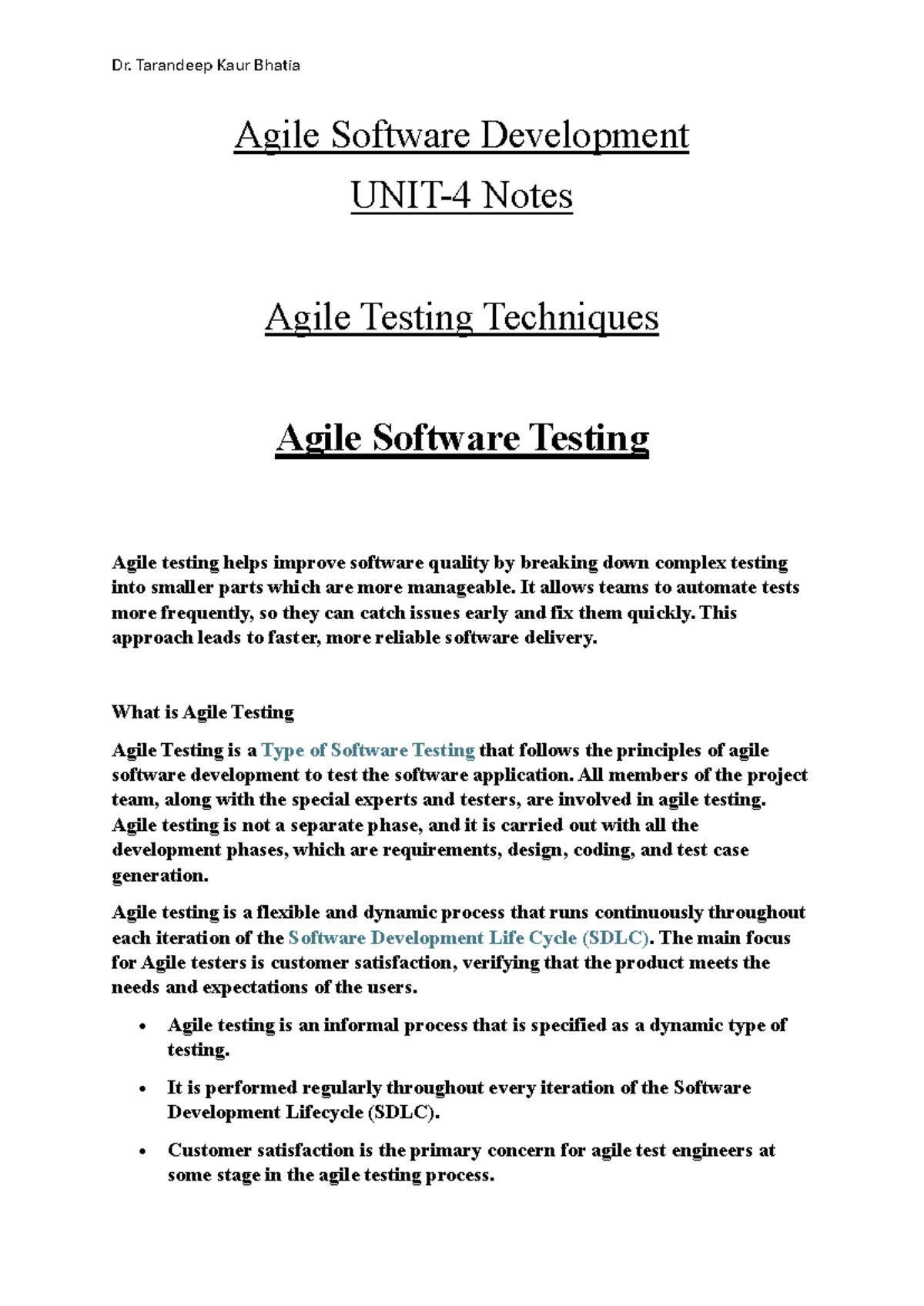ASD 4: Agile Software Development & Testing Techniques Notes - Studocu
