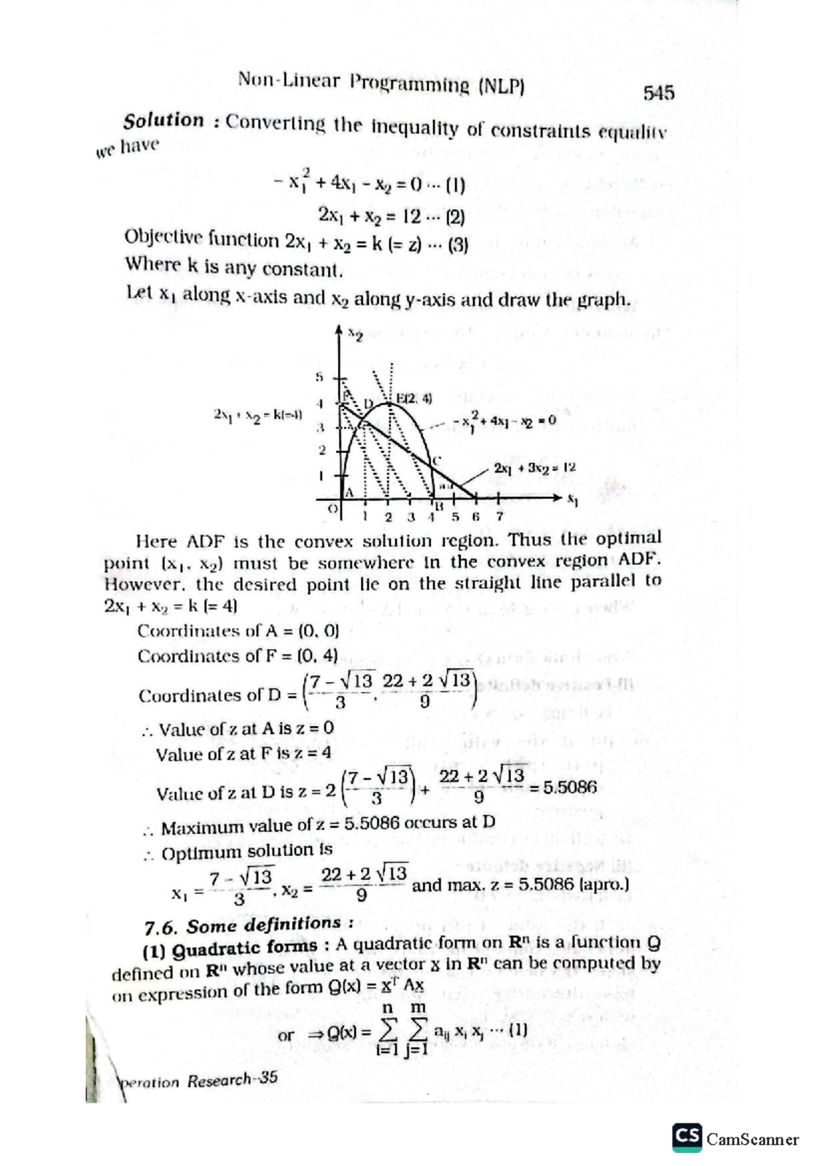 NLP 545 Non-Linear Programming Solutions and Concepts - Studocu