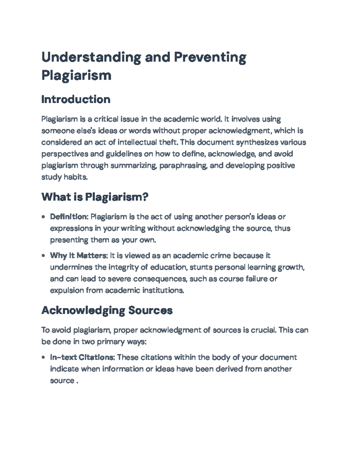 Understanding and Preventing Plagiarism: Strategies for Academic ...
