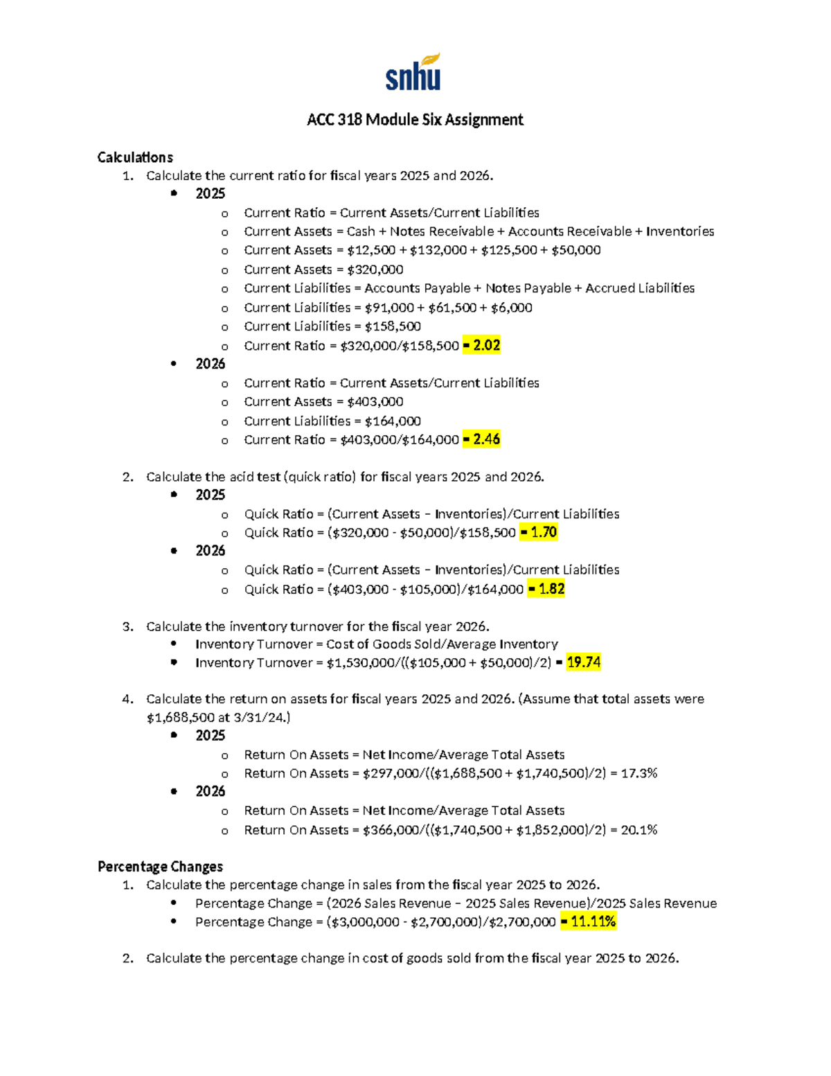 ACC 318 Final Assignment on Financial Ratios and Analysis - Studocu