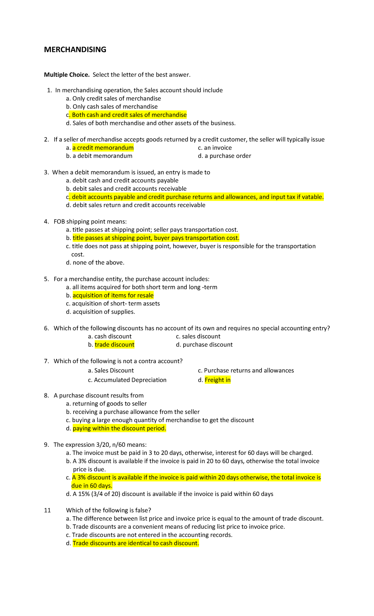 Mdsg - Merchandising Multiple Choice Questions Review - Studocu