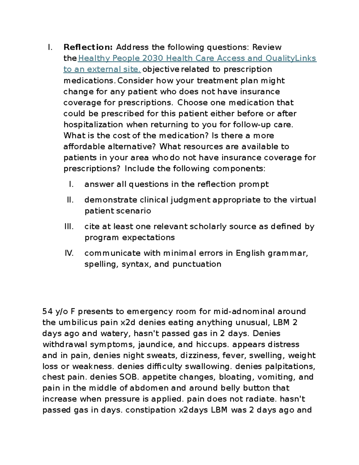 Week 5 iHuman Clinical Reflection: Patient Medication Plan - Studocu