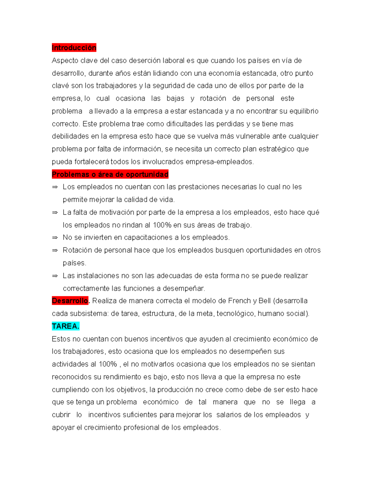 Introducción - Trabajo - Introducción Aspecto clave del caso deserción ...