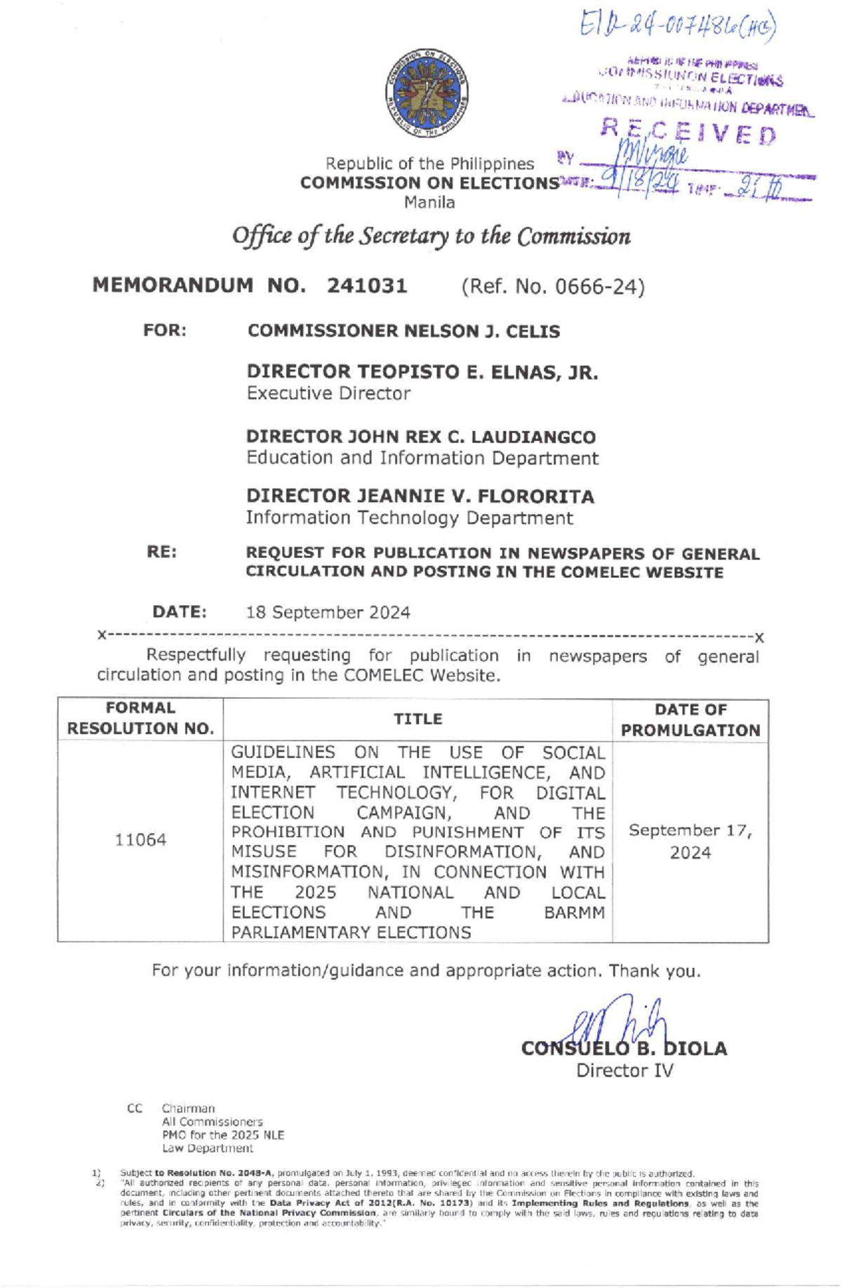 COMELEC Resolution No. 11064: Guidelines for Digital Election Campaigns ...