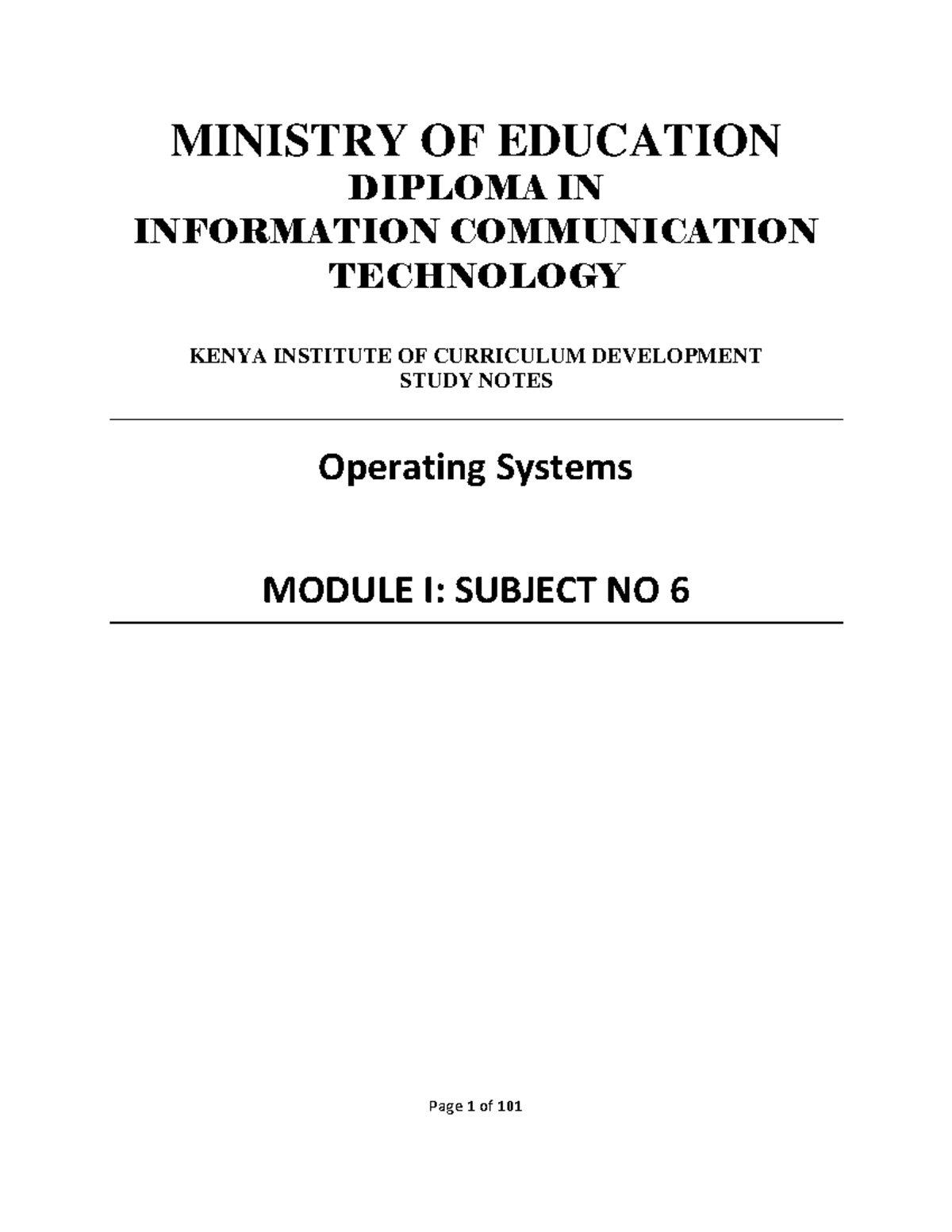 Operating Systems - Study Notes for ICT Module I (OS-1) - Studocu