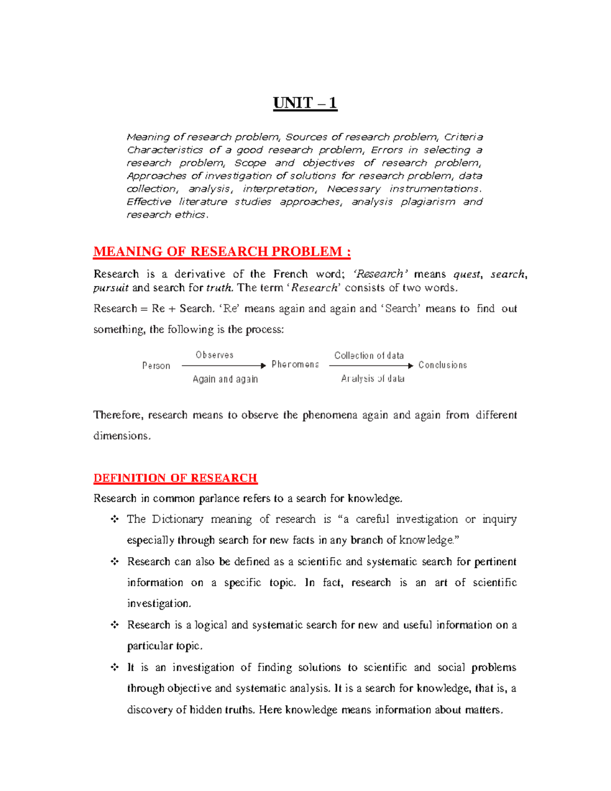 UNIT 1: Understanding Research Problems and Methodologies in Advanced ...