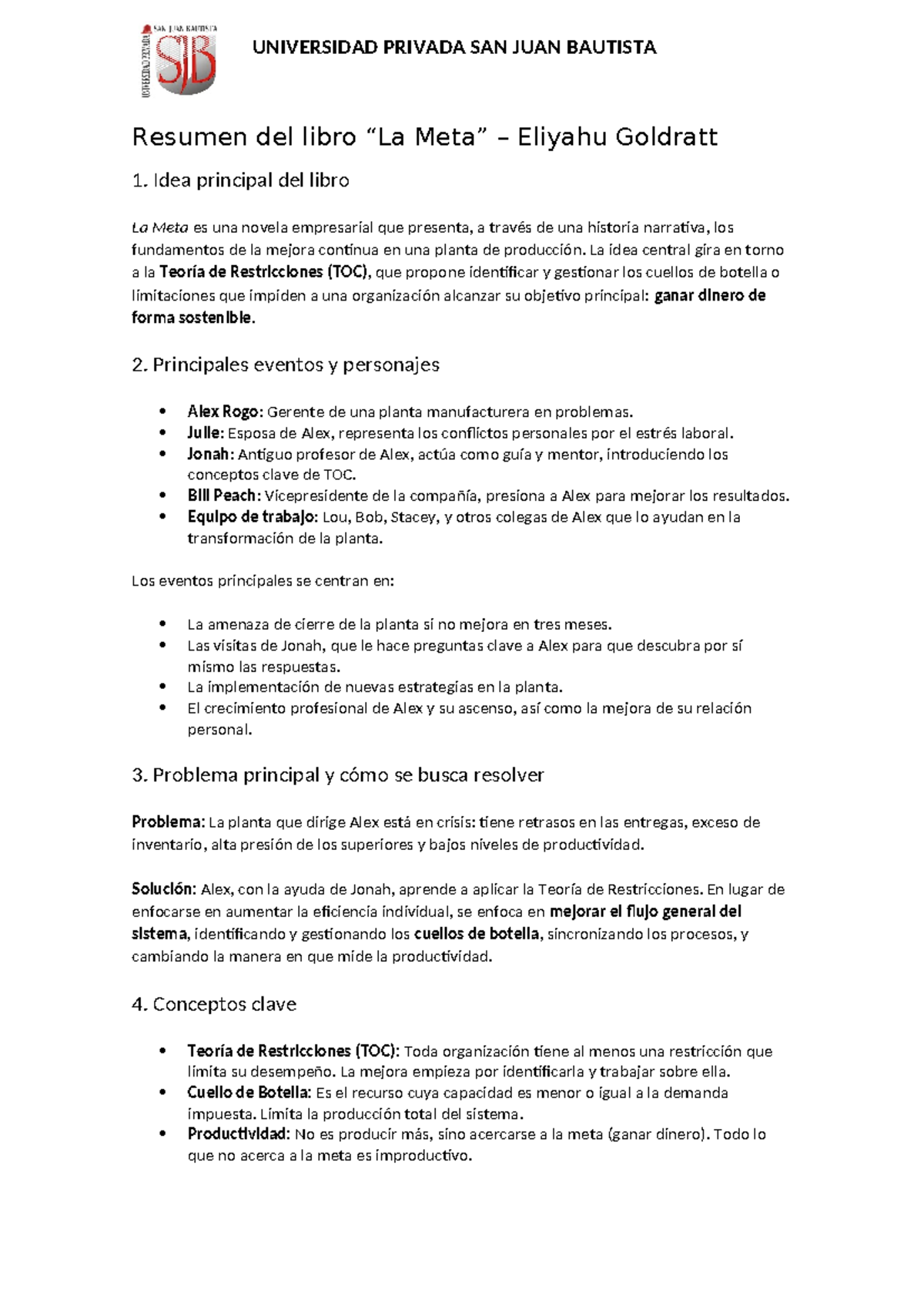 Resumen del libro "La Meta" de Eliyahu Goldratt - TOC y Productividad ...