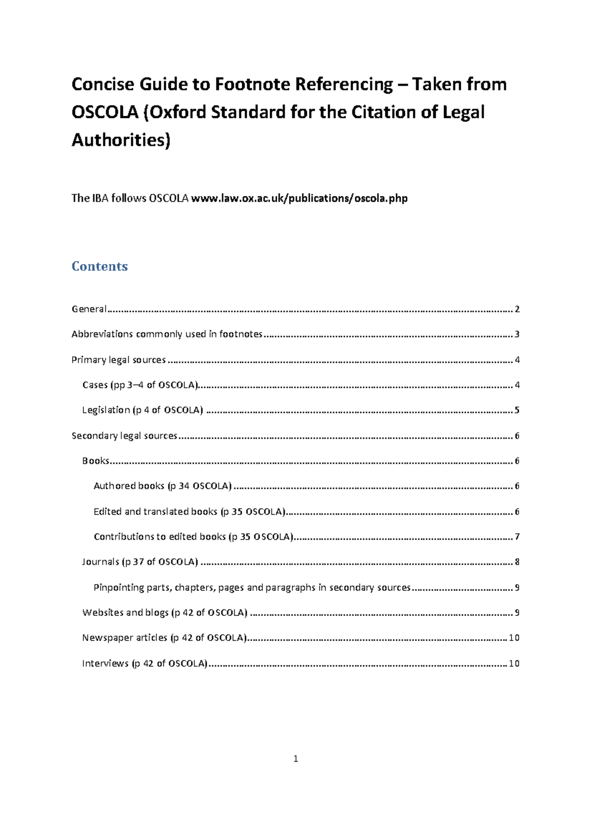 OSCOLA Footnote Referencing Guide: A Simplified Overview - Studocu