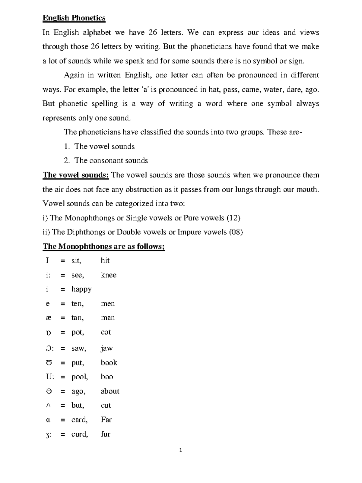 Phonetics Study Notes - English Phonetics (ENG 101) - Studocu