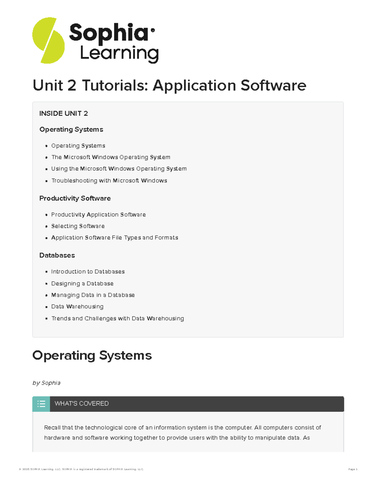 Unit 2 Tutorial: Understanding Productivity Software & Applications - Studocu