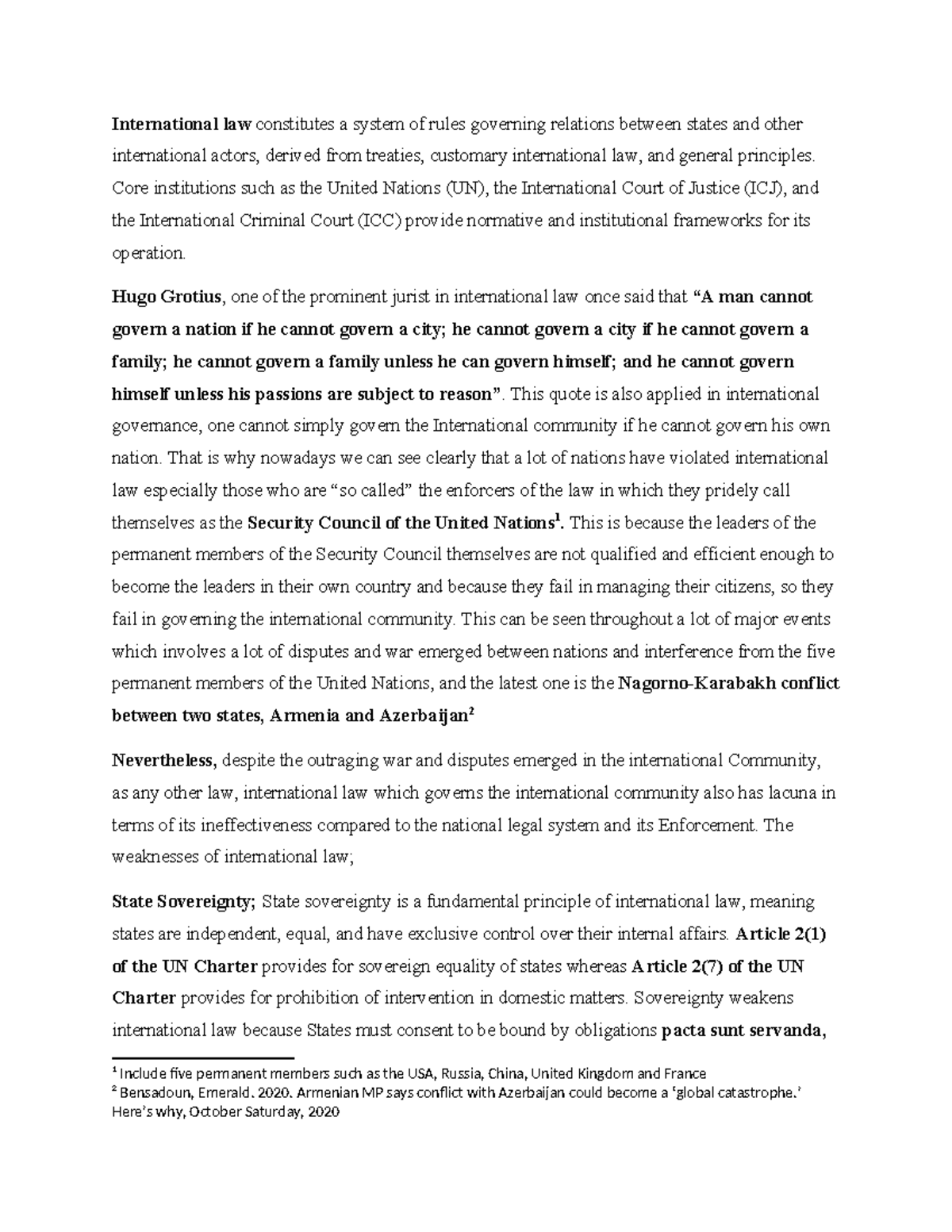 International Law: Challenges, Sovereignty, and Reform Proposals - Studocu