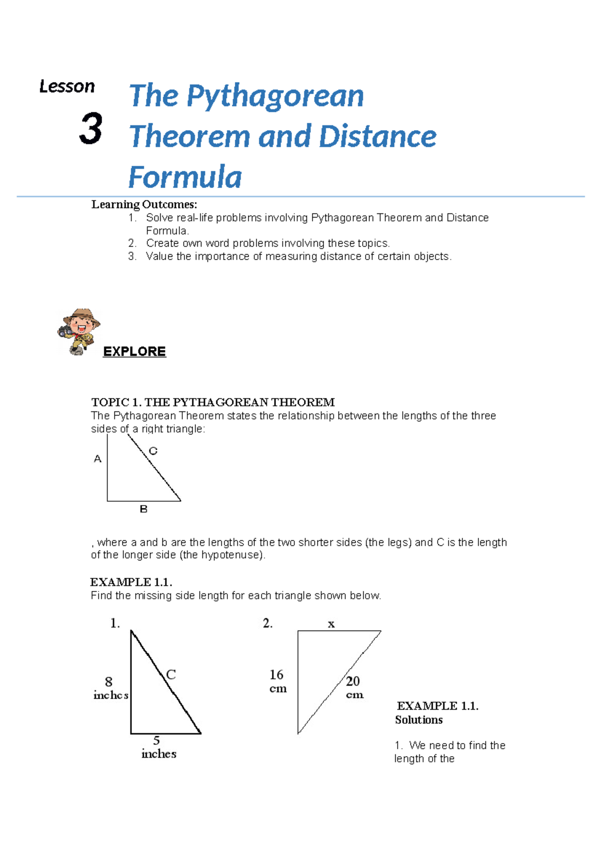 Lesson 1-3 STEM 1B - Plane trigonometry - Lesson 3 The Pythagorean ...