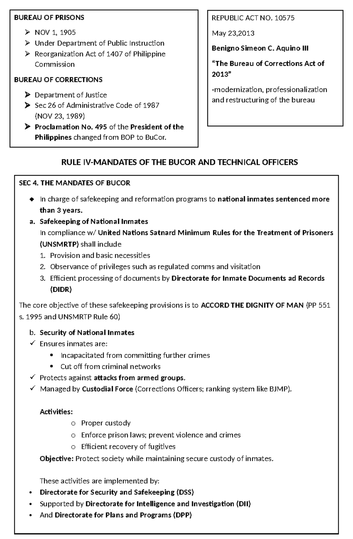BUREAU OF CORRECTIONS (BuCor) Overview and Operations Guide - Studocu