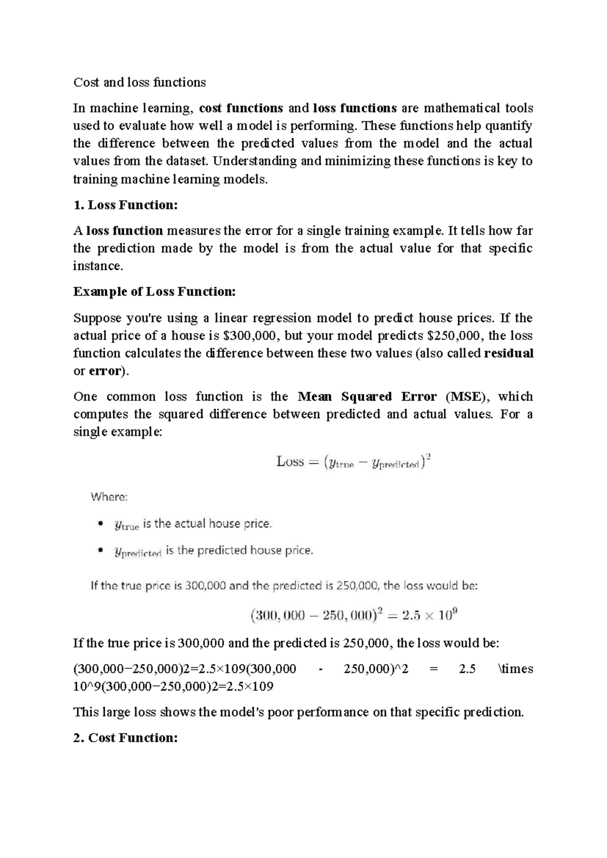 Cost and loss functions in machine learning: Understanding regression ...
