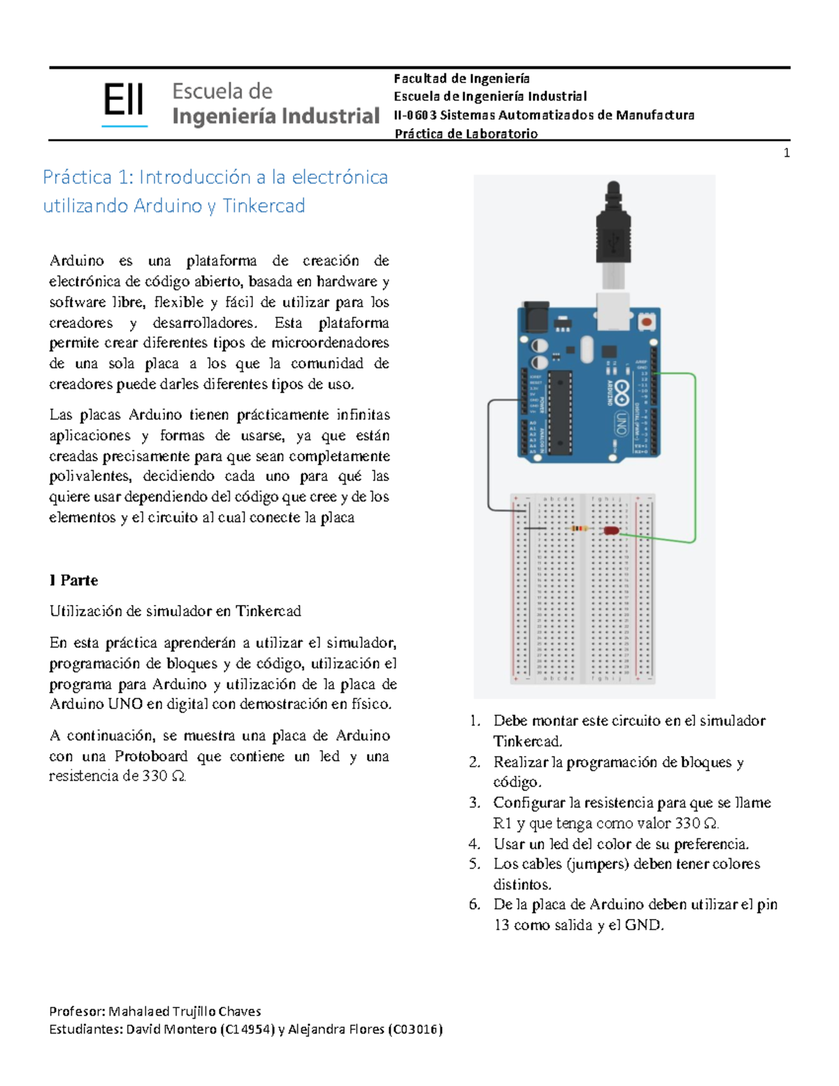 Práctica de Laboratorio 1: Introducción a Arduino y Tinkercad (Sistemas - Studocu