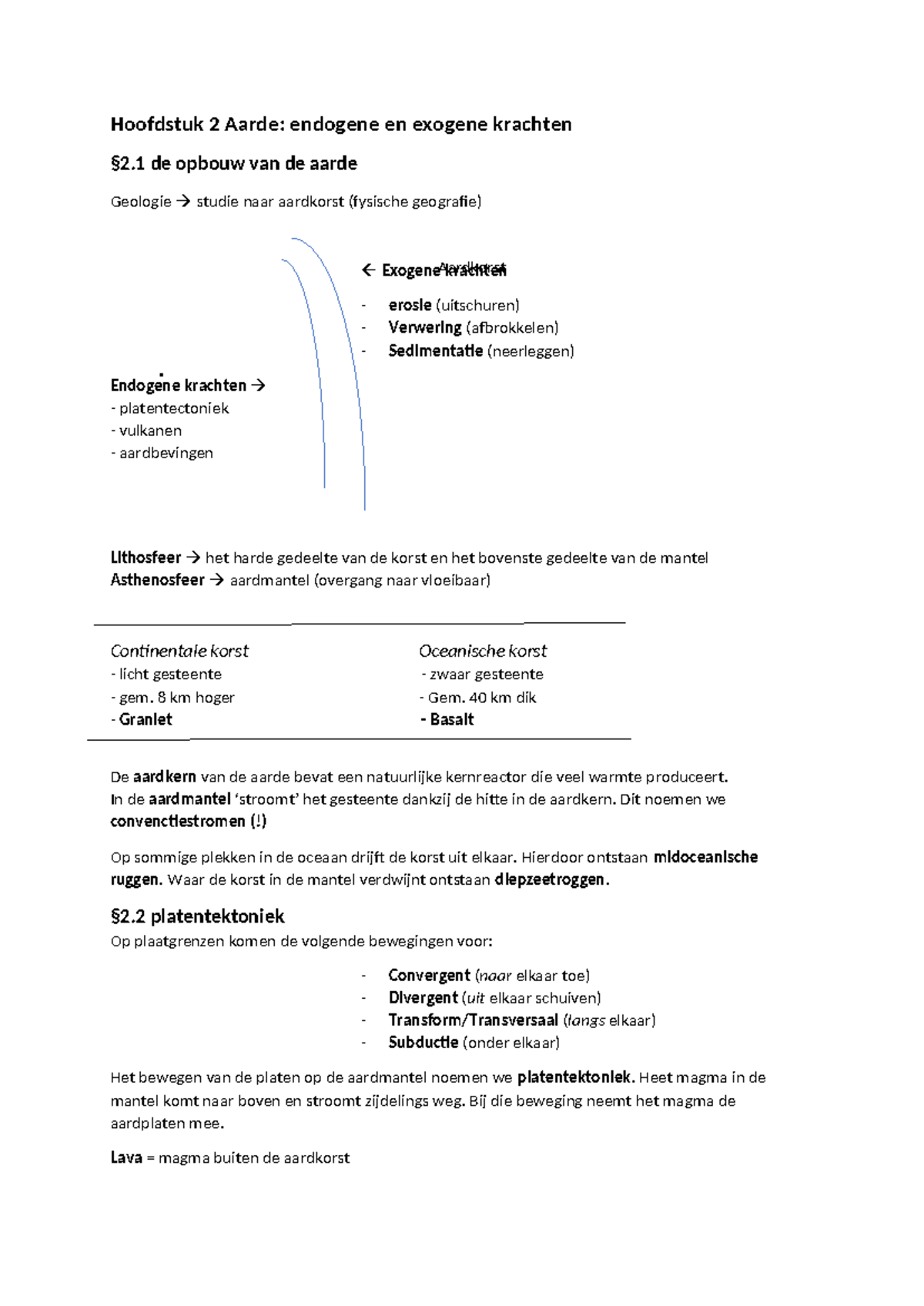 Hoofdstuk 2: Aarde, Endogene en Exogene Krachten (Aarde Aardrijkskunde ...