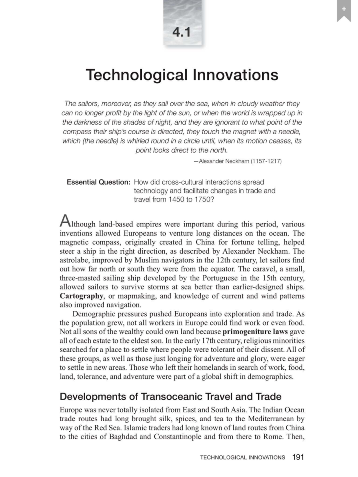 Amsco 4.1 - Technological Innovations in Navigation and Trade (1450 ...
