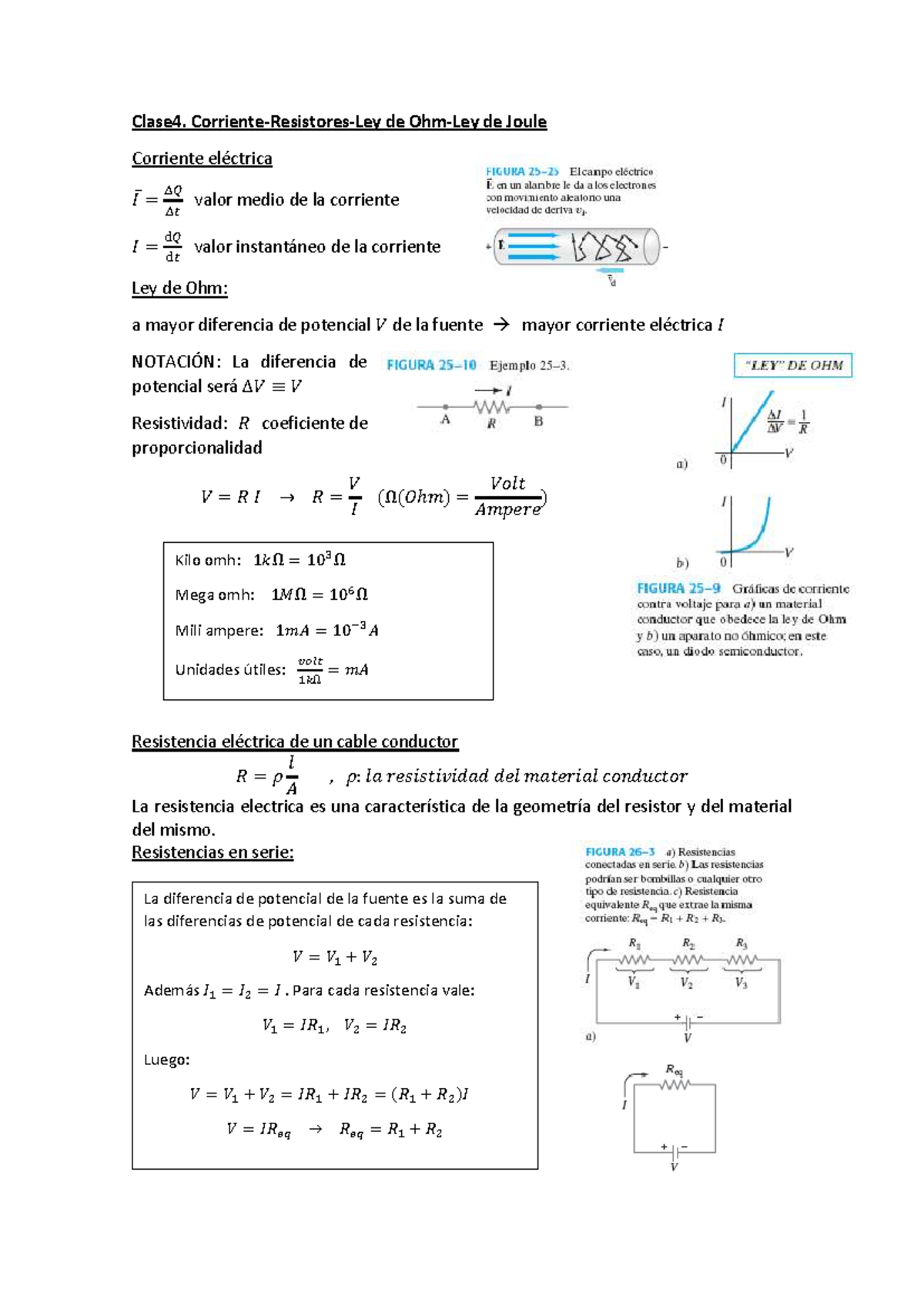 Clase 4: Corriente y Ley de Ohm en Electricidad - Studocu