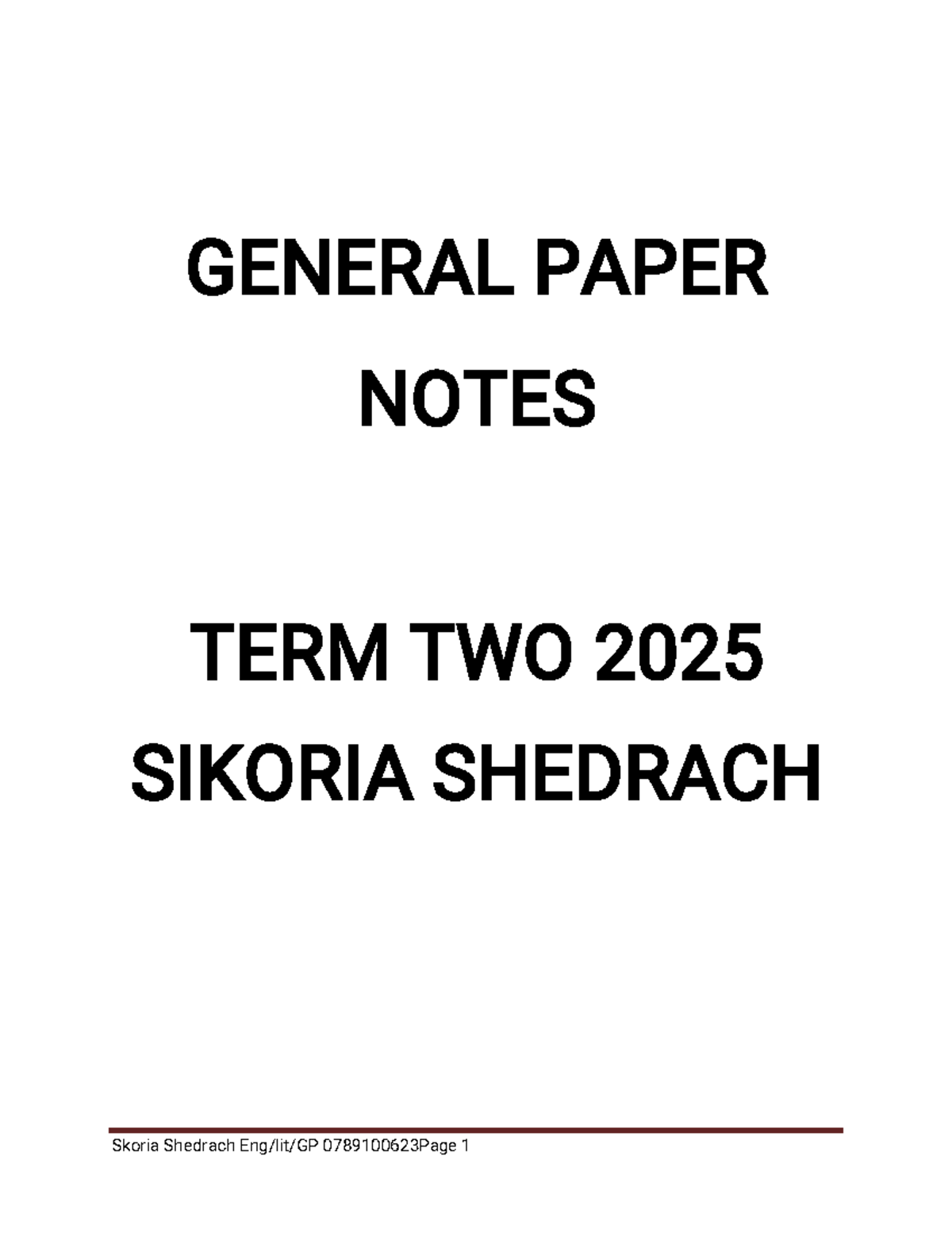 GENERAL PAPER NOTES TERM TWO 2025: LANGUAGE CATEGORIES & ROLES - Studocu