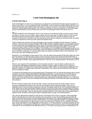 MLK - Letter from Birmingham Jail: Analysis & Rhetorical Strategies ...