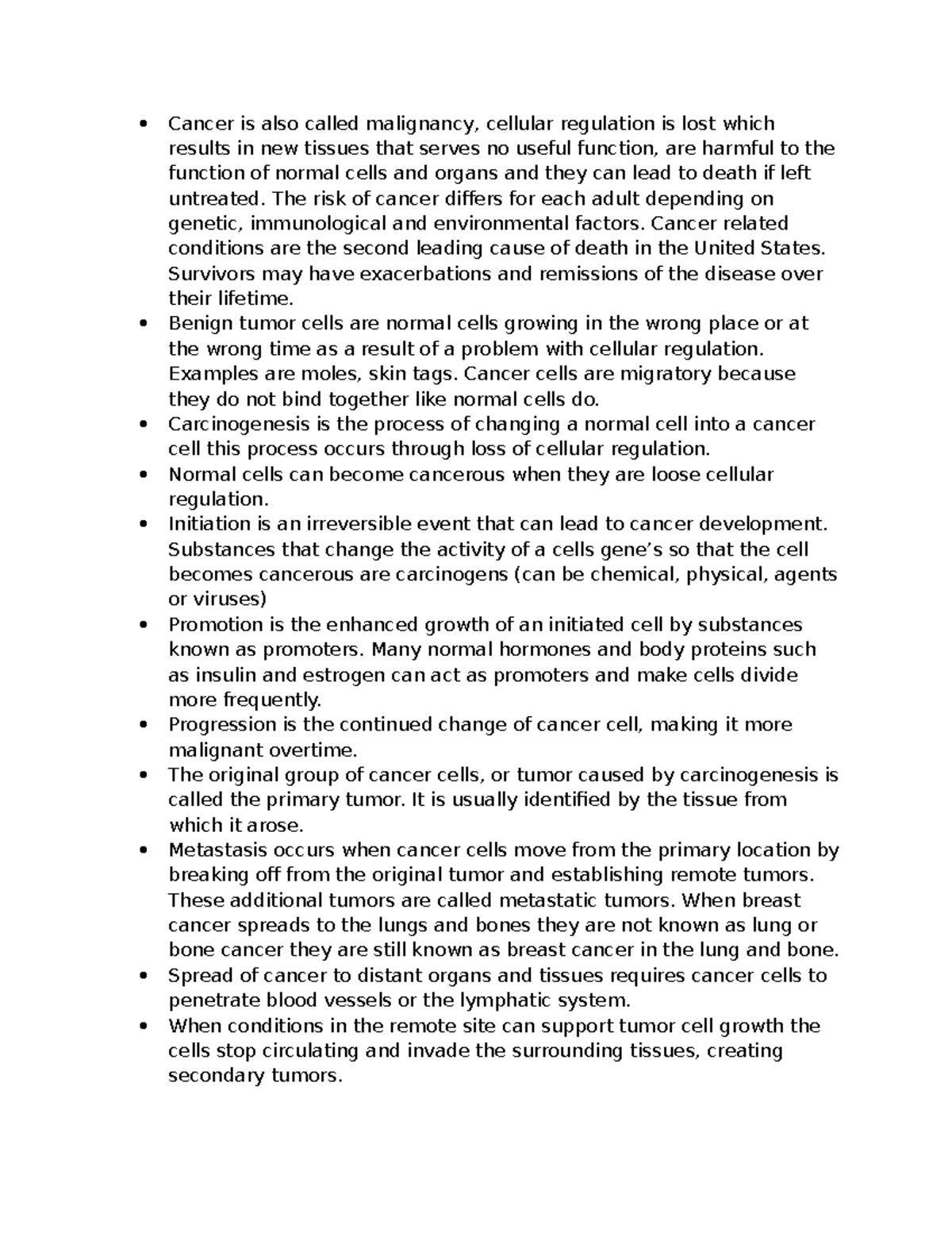 Cancer Biology: Exam 2 Review Notes (Course Code: N?A) - Studocu