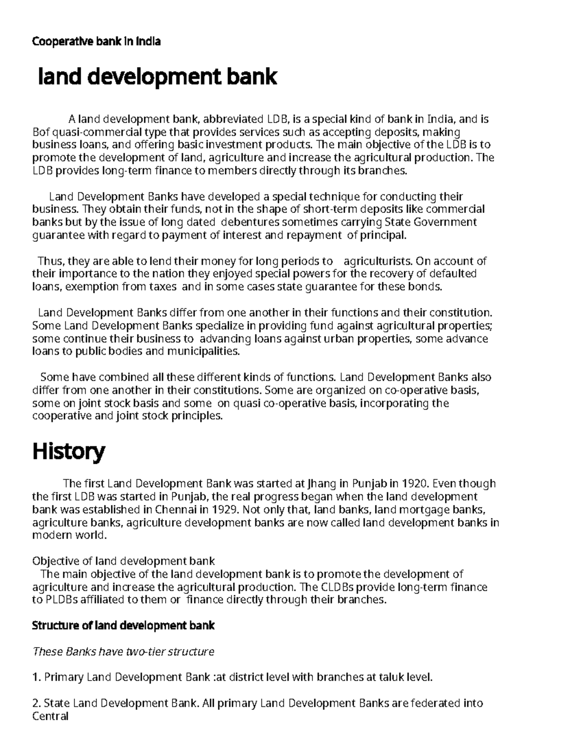 Land Development Banks: Structure, Functions, and Challenges in India ...