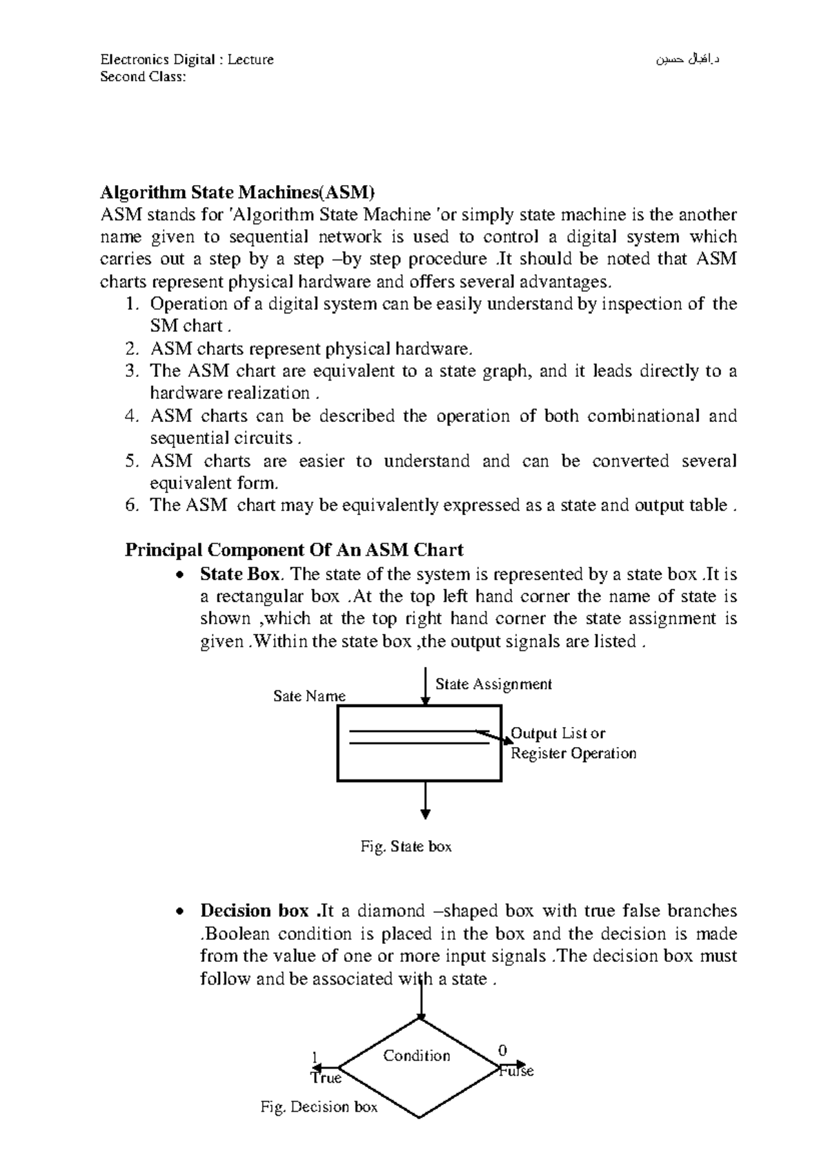 ASM 101 - Detailed Notes on Algorithm State Machines Charts - Studocu