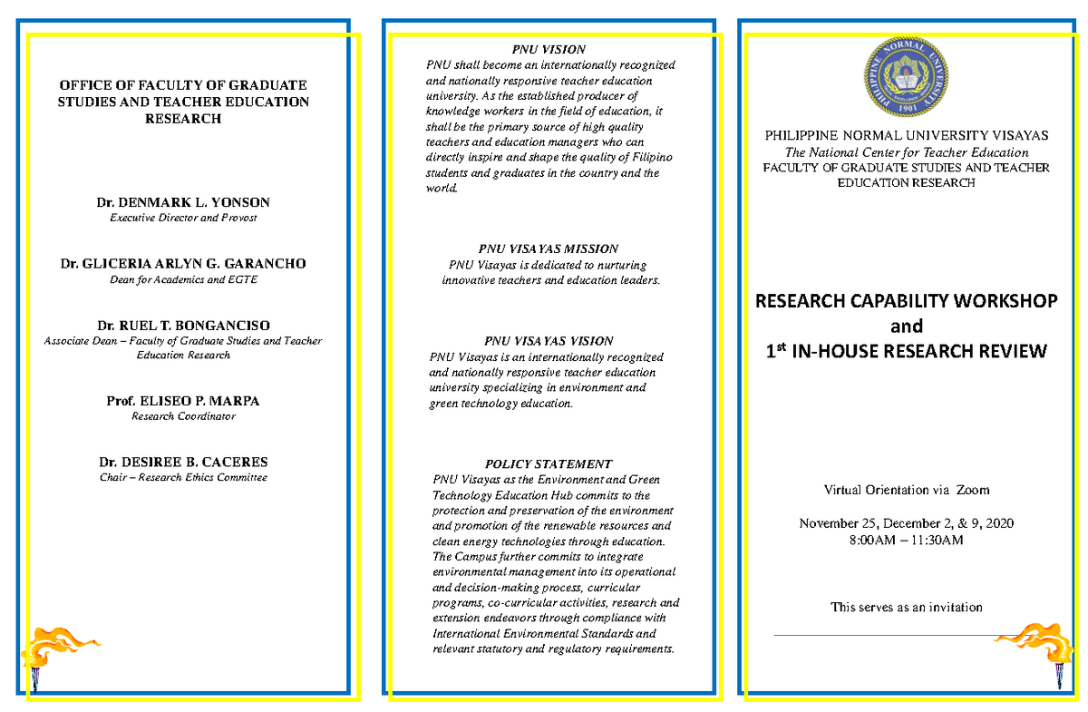 PNU Visayas Research Capability Workshop Invitation - Nov-Dec 2020 ...