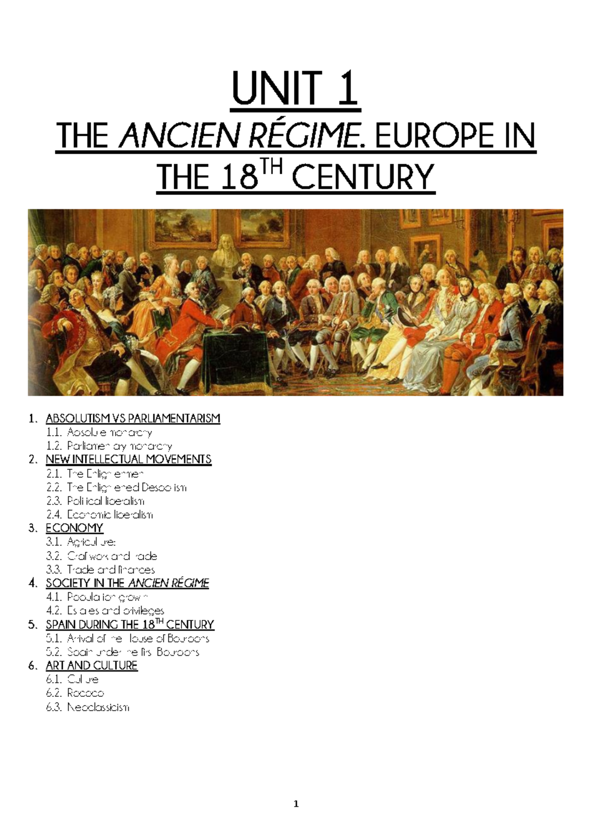 Unit 1: The Ancien Régime and Enlightenment in 18th Century Europe ...