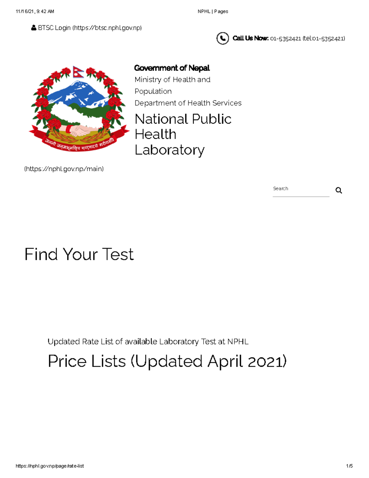 NPHL currently available laboratory tests and their description ...
