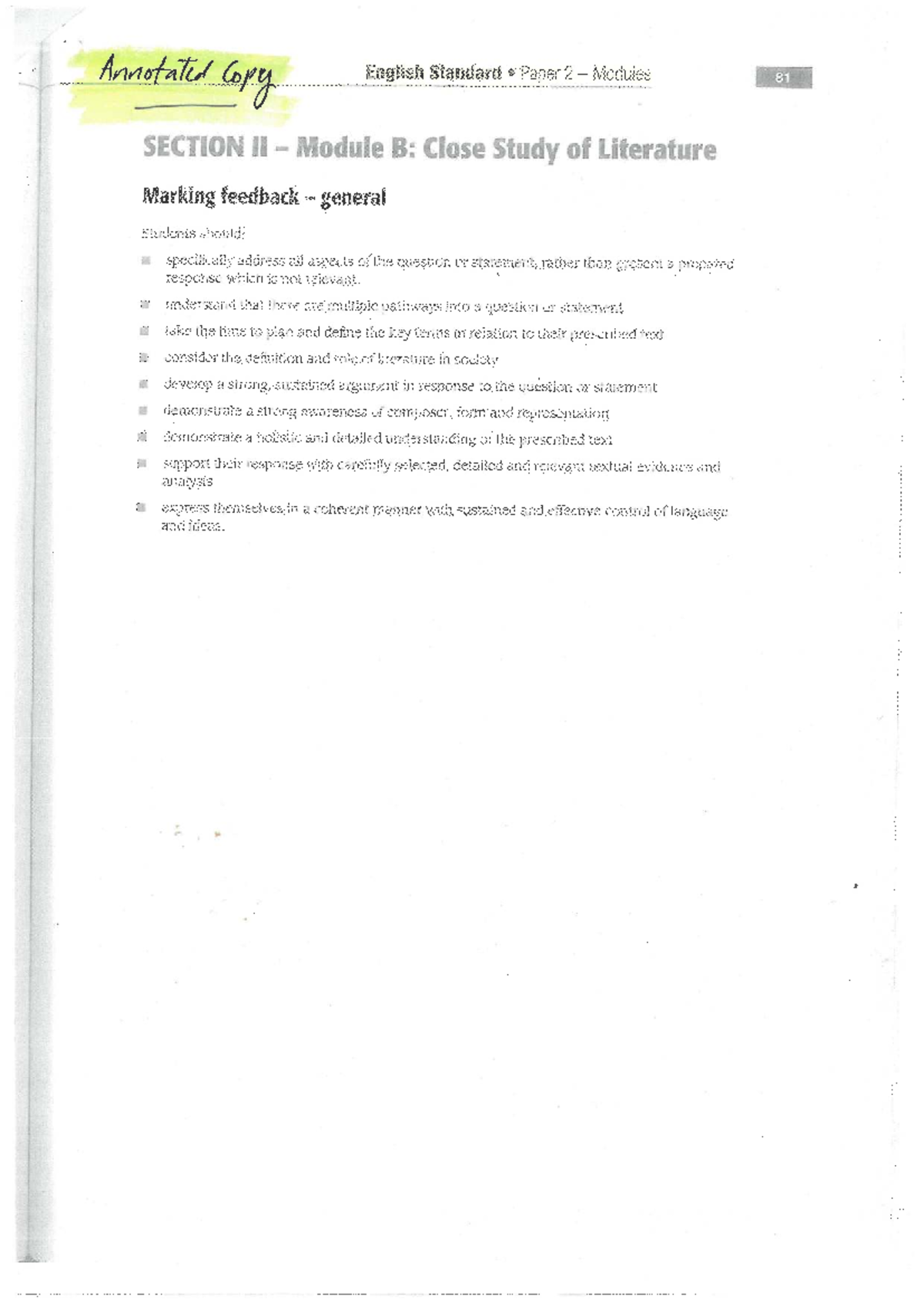 English Standard Paper 2 Modules: Annotated Essay on Haddon’s Text ...
