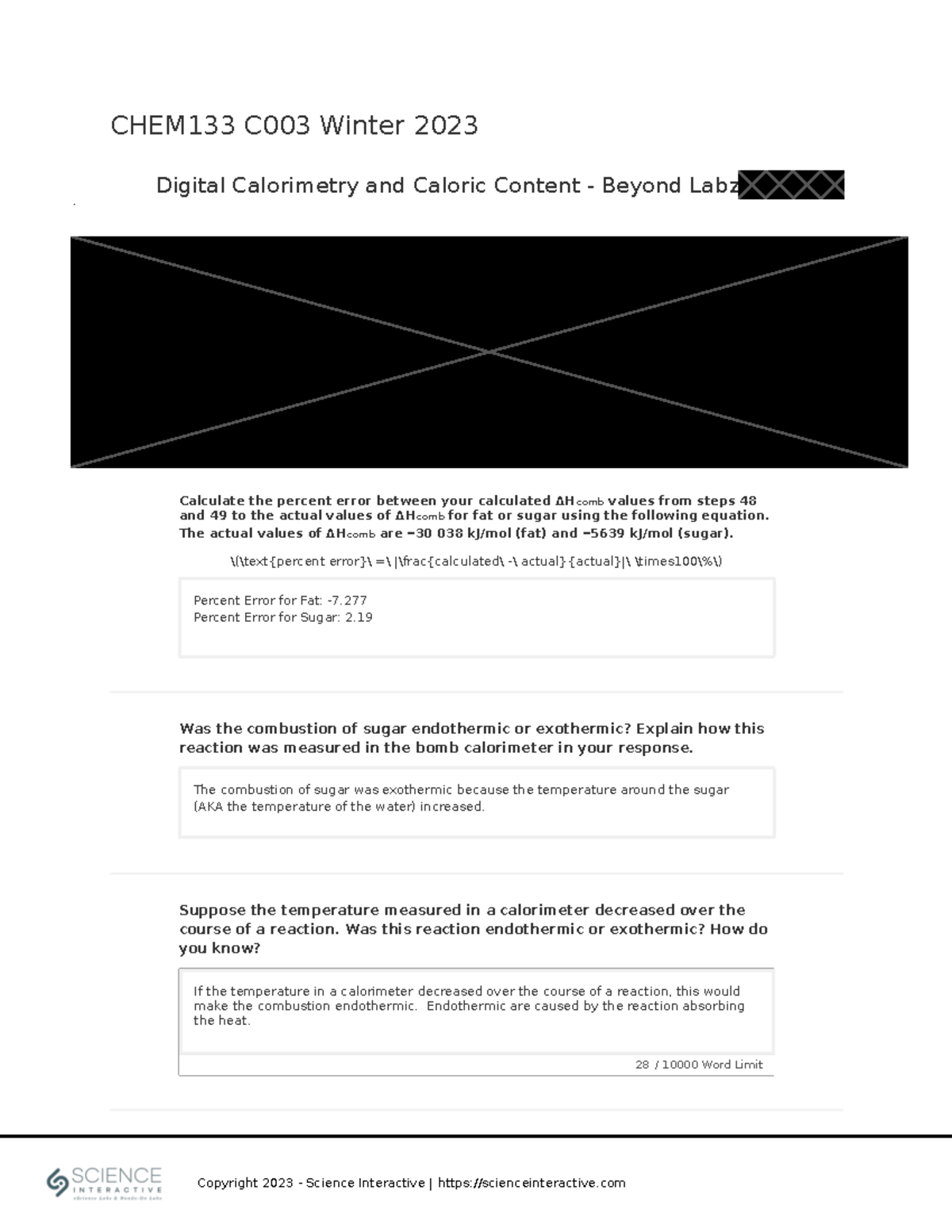 CHEM133 C003 Winter 2023 Lab 6 Report: Digital Calorimetry Analysis ...