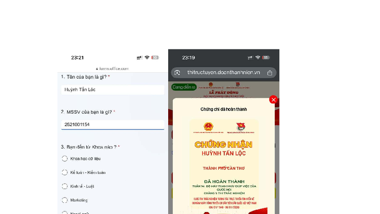 23:21 10 23:19 11 - Thi Trắc Nghiệm Tương Tác Trực Tuyến - Studocu