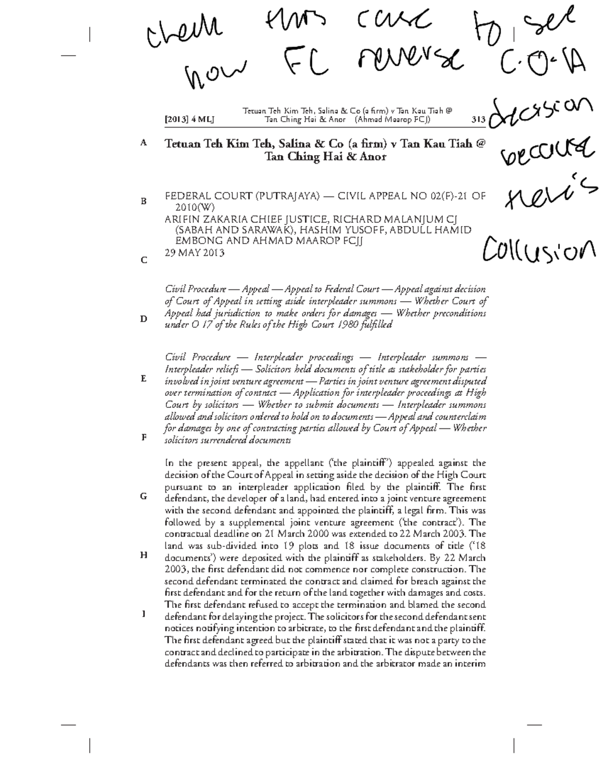 Tetuan Teh Kim Teh, Salina & Co v Tan Kau Tiah @ Tan Ching Hai - Civil ...
